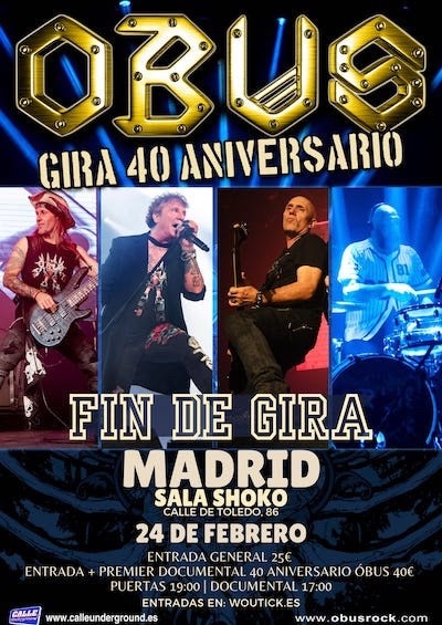 Descubre el próximo concierto por el fin de gira del 40 aniversario de Obús en Madrid – Lunas ...